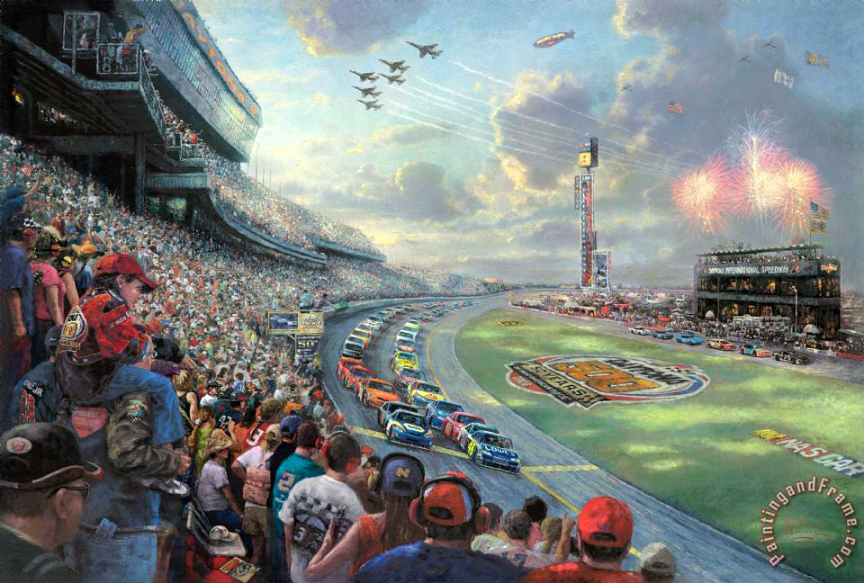Thomas Kinkade Nascar Thunder painting - Nascar Thunder print for sale