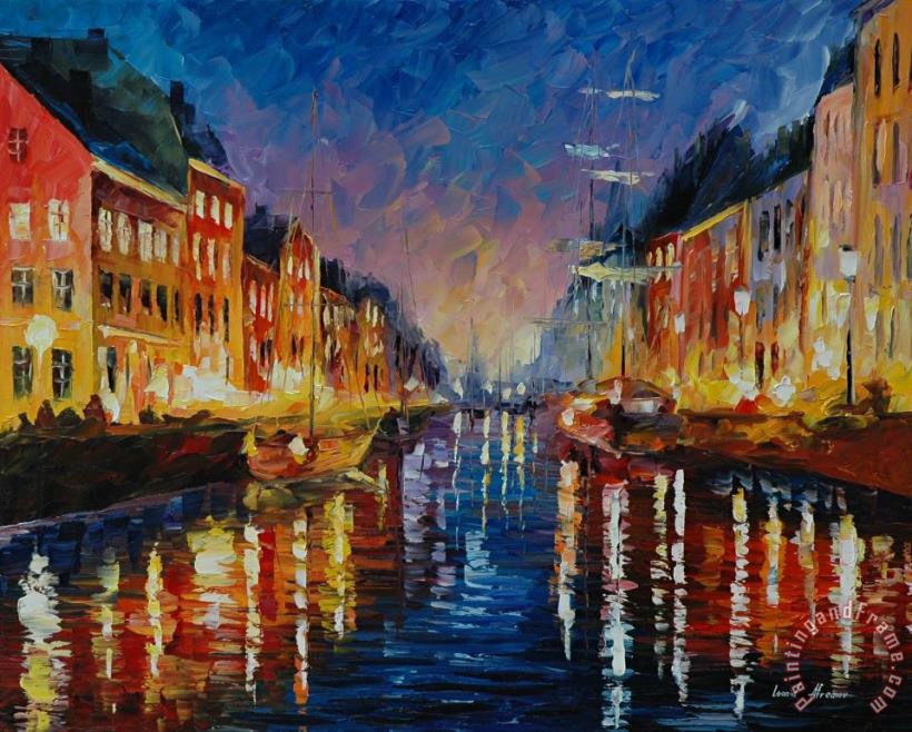 Leonid Afremov Old Harbor painting - Old Harbor print for sale