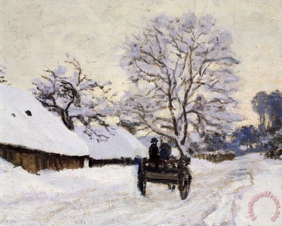 Claude Monet The Carriage- The Road To Honfleur Under Snow painting ...